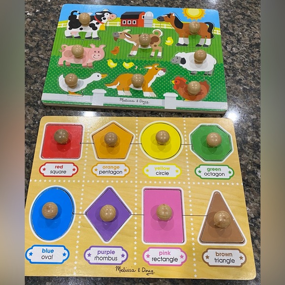 Melissa & Doug | Toys | Melissa Doug Wooden Jumbo Knob Puzzles 2 On The ...
